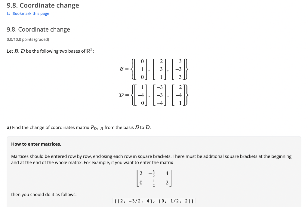 Solved 9.8. Coordinate change W Bookmark this page 9.8. | Chegg.com