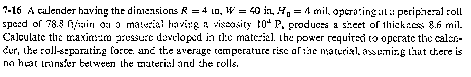 7-16 A calender having the dimensions R = 4 in, W = | Chegg.com