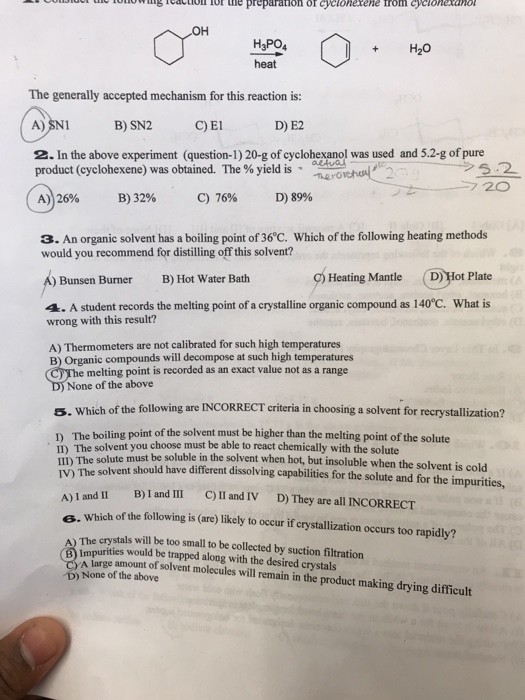 Solved OH H3PO heat The generally accepted mechanism for | Chegg.com