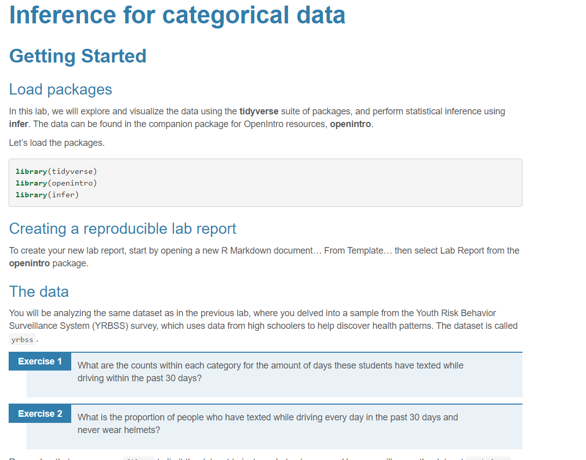 Solved Inference for categorical data Getting Started Load | Chegg.com