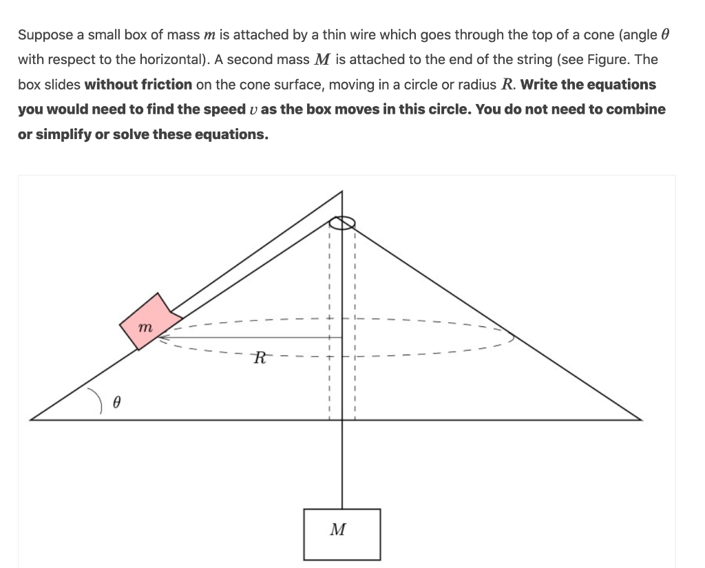 Solved Suppose a small box of mass m is attached by a thin | Chegg.com