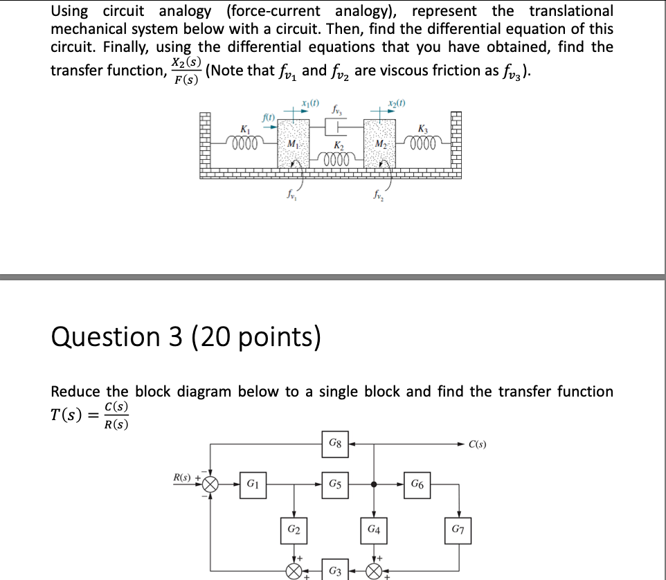 Solved Using circuit analogy (force-current analogy), | Chegg.com