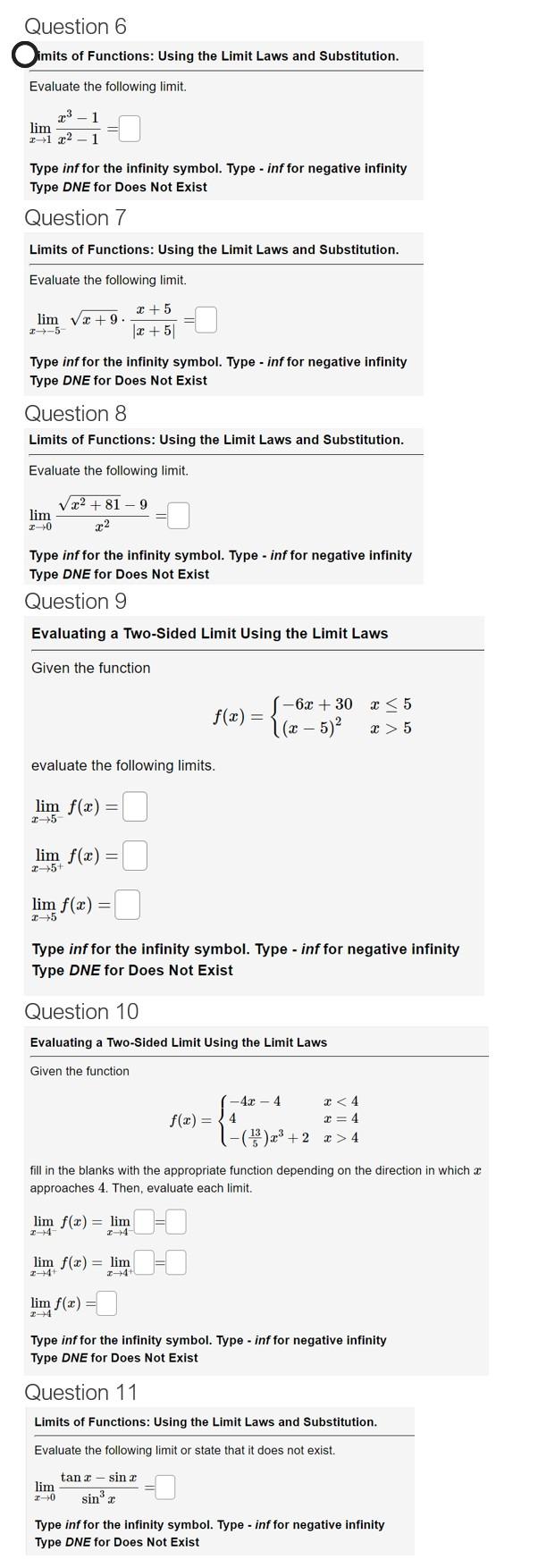 Solved Question 1 Limits of Functions: Using the Limit Laws | Chegg.com
