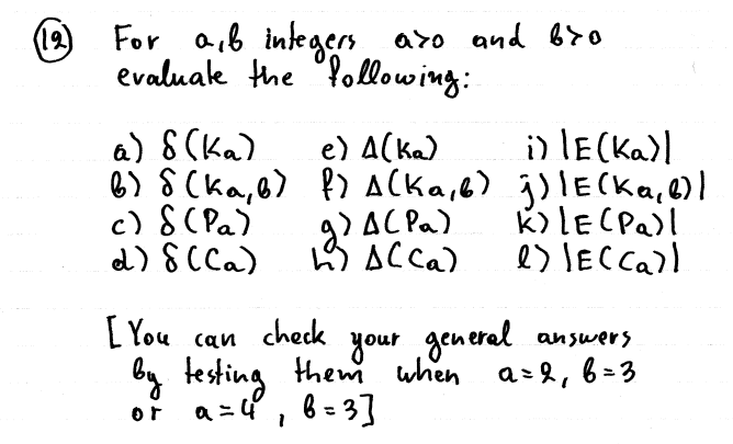 Solved For a,b integers a > 0 and b > 0, evaluate the | Chegg.com