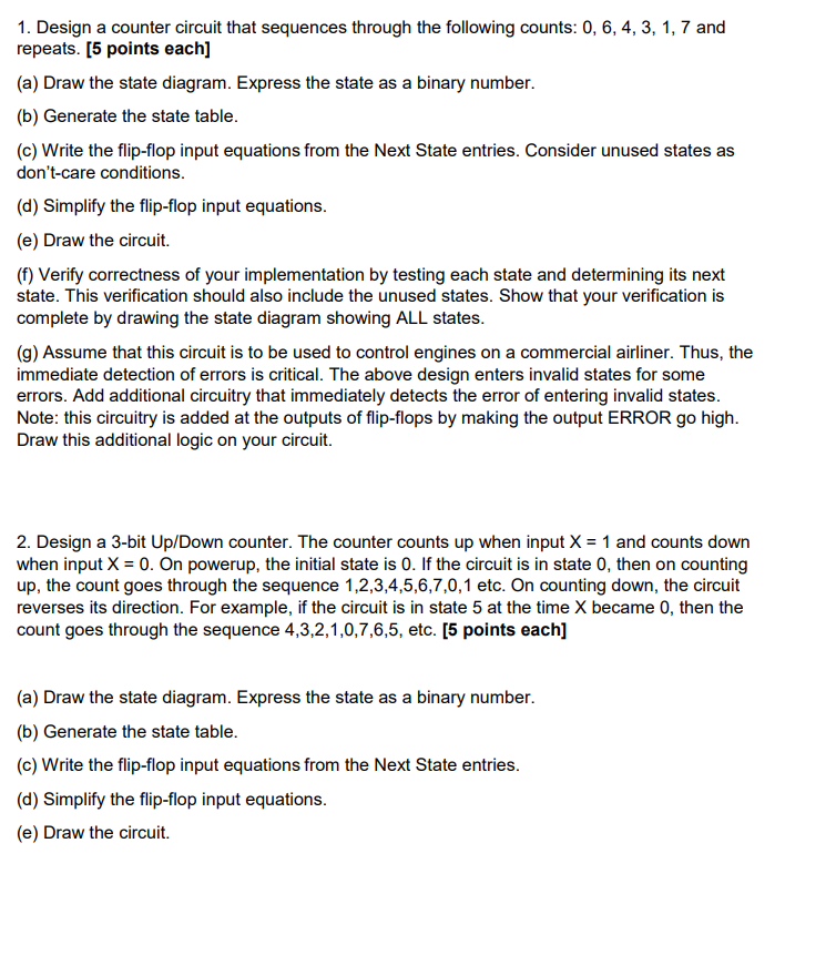 Solved 1. Design a counter circuit that sequences through | Chegg.com