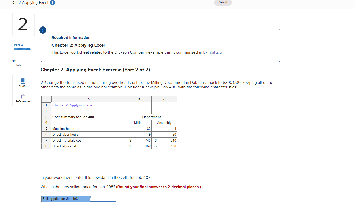 Solved Required information Chapter 2: Applying Excel This | Chegg.com