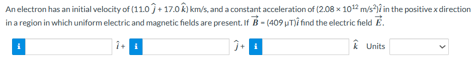 Solved An ﻿electron has an ﻿initial velocity | Chegg.com