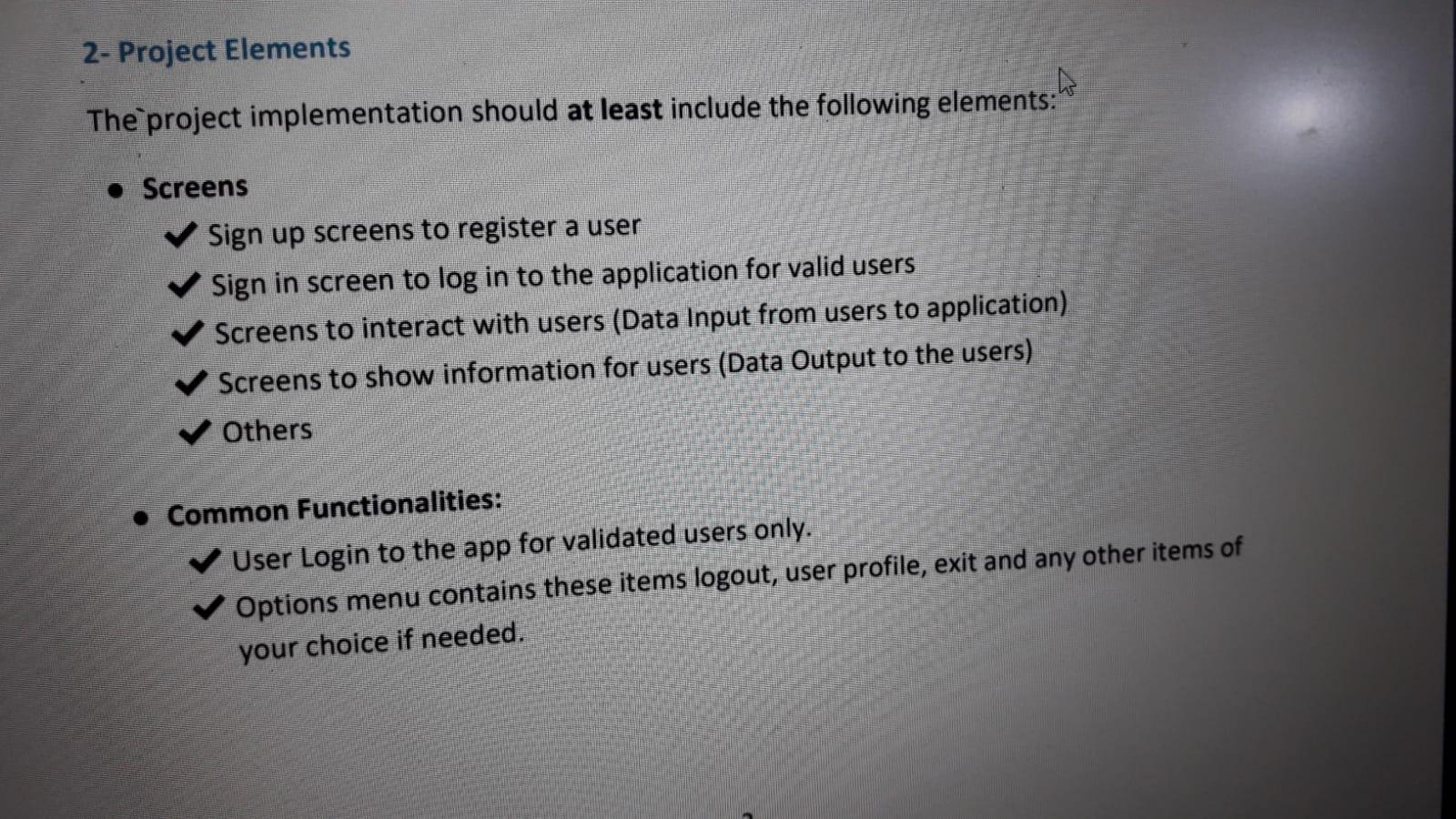 2- Project Elements The project implementation should | Chegg.com