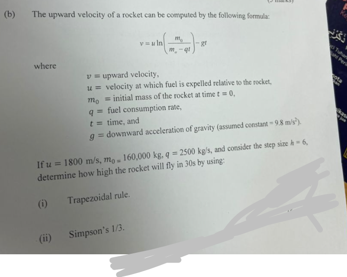 Solved The upward velocity of a rocket can be computed by | Chegg.com