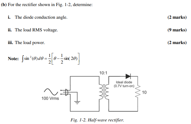 Solved (b) For the rectifier shown in Fig. 1-2, determine: | Chegg.com