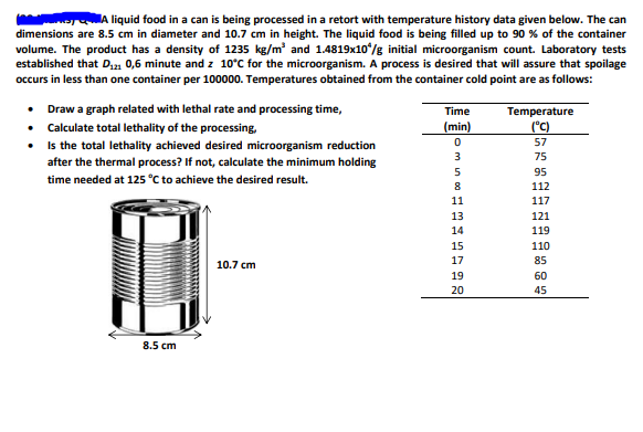 mand a liquid food in a can is being processed in a | Chegg.com