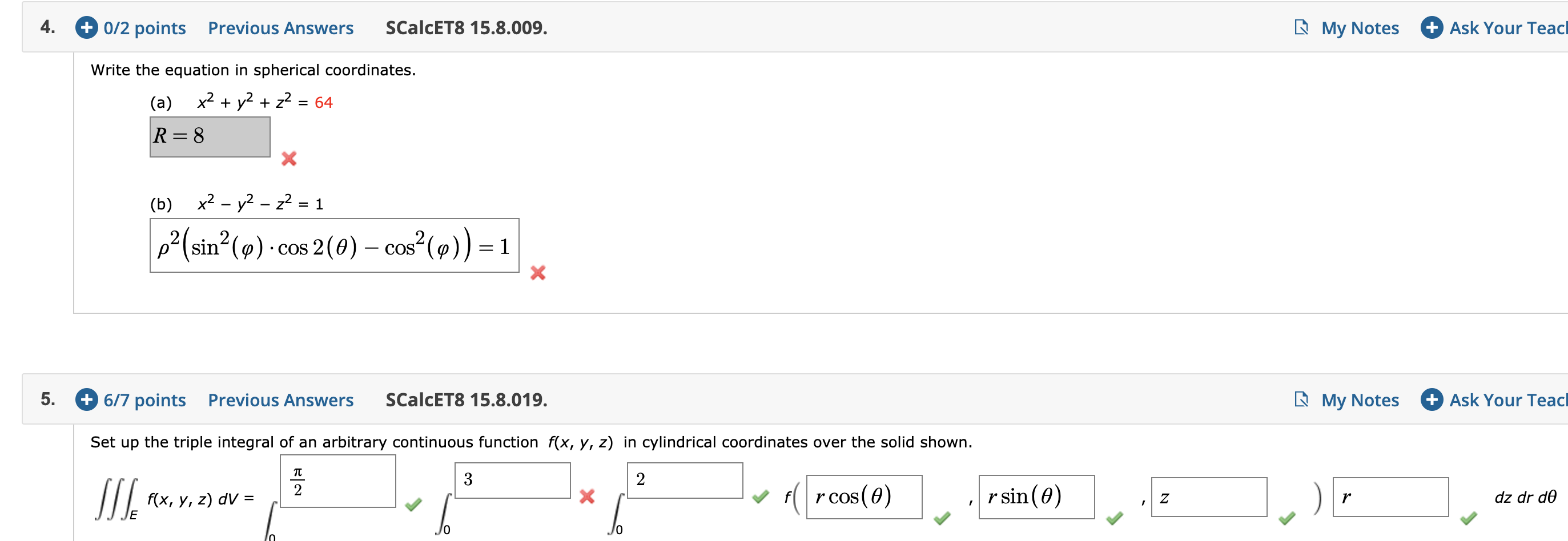 Solved 4. + 0/2 points Previous Answers SCalcET8 15.8.009. | Chegg.com