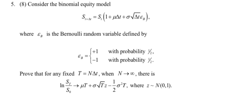 Solved 5. (8) Consider the binomial equity model | Chegg.com