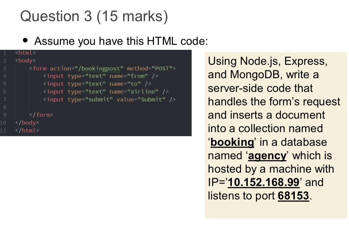 Solved Question 1 ( 6 marks) 1. MongoDB is a document | Chegg.com