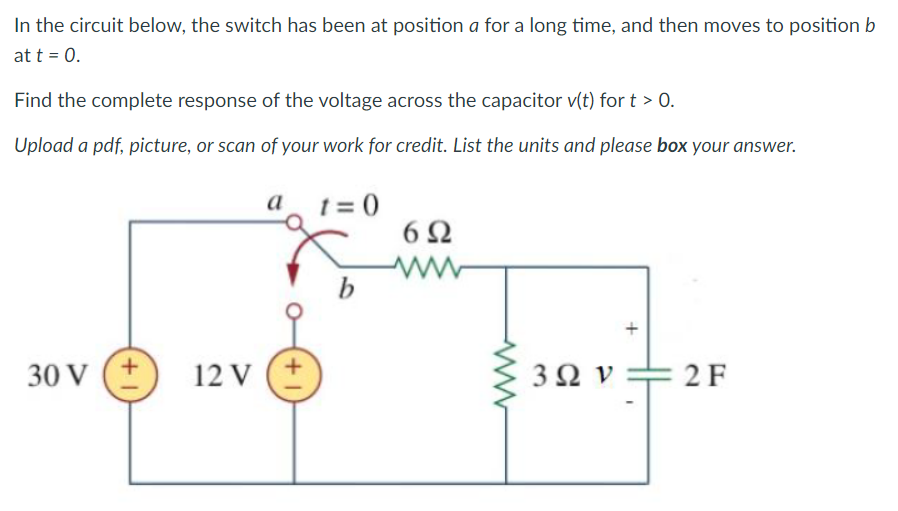 Solved In the circuit below, the switch has been at position | Chegg.com