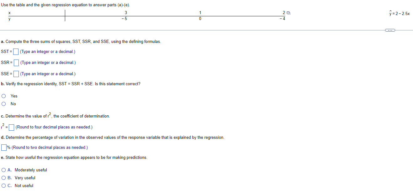 [Solved]: Use the table and the given regression equation