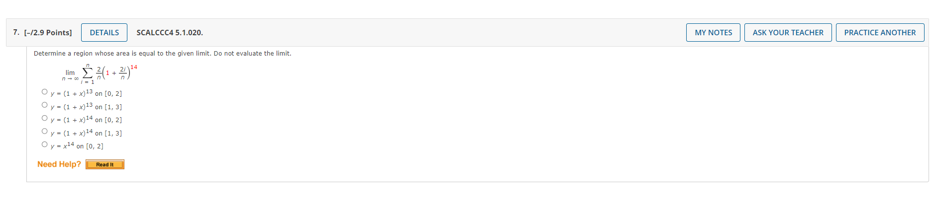 Solved [−12.9 Points ] SCALCCC4 5.1.020. Determine a region | Chegg.com
