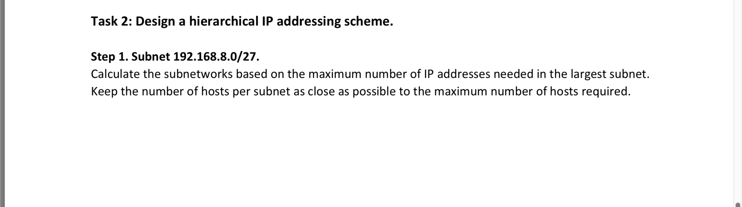 Solved Task 2: Design a hierarchical IP addressing scheme. | Chegg.com