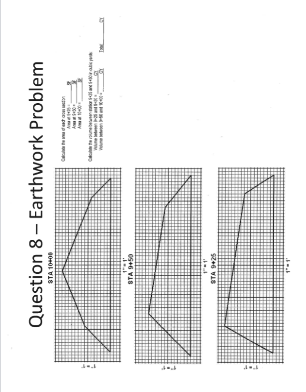 Solved Question 8 - Earthwork Problem STA 10+00 Calculate | Chegg.com
