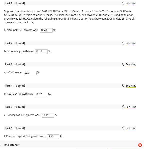 Solved Part 1 (1 point) See Hint Suppose that nominal GDP | Chegg.com