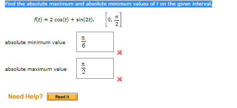 Solved Find the absolute maximum and absolute minimum values | Chegg.com