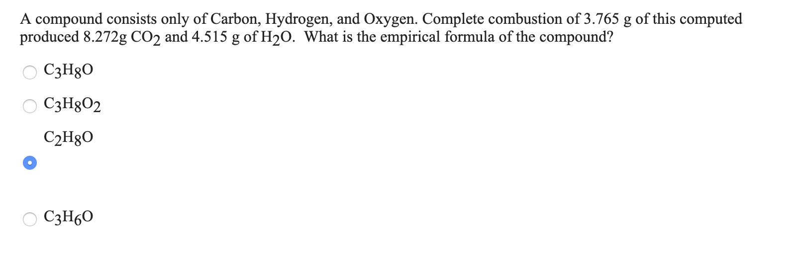 Solved A compound consists only of Carbon, Hydrogen, and | Chegg.com