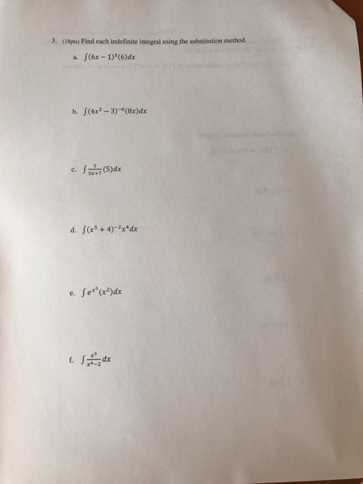 Solved Find each indefinite integral using the substitution | Chegg.com
