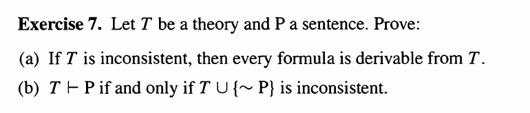 Solved Exercise 7. Let T be a theory and P a sentence. | Chegg.com