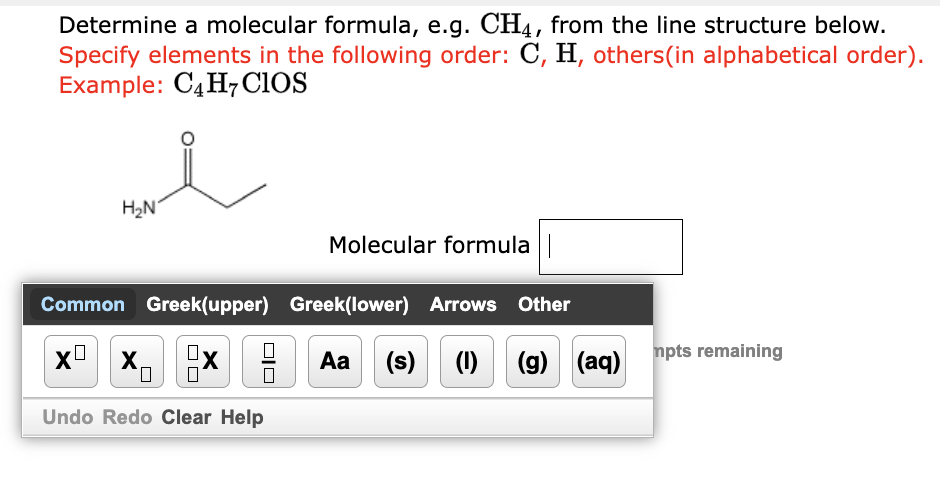 Solved Determine a molecular formula, e.g. CH4, from the | Chegg.com