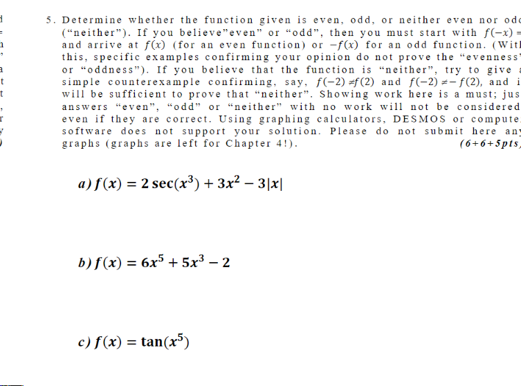 Solved 1 a t t 7 5. Determine whether the function given is | Chegg.com