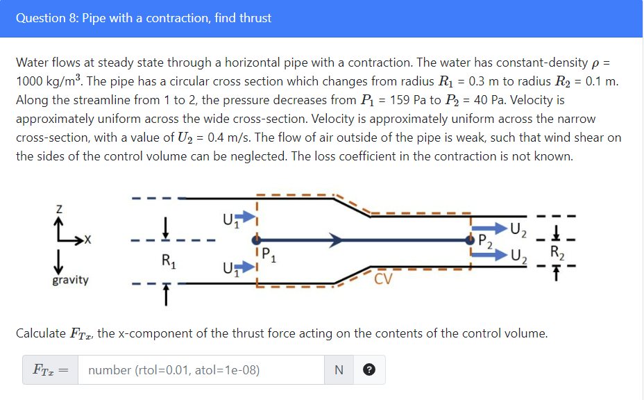 Solved Water flows at steady state through a horizontal pipe | Chegg.com