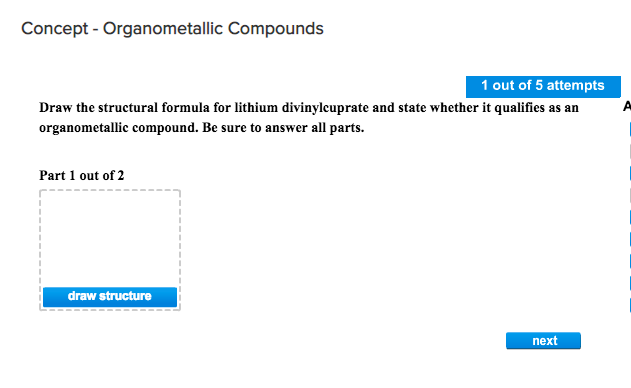 Solved Concept - Organometallic Compounds 1 out of 5 | Chegg.com
