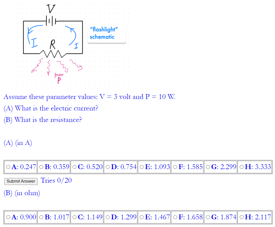 Solved Assume these parameter values: V=3 volt and P=10 W. | Chegg.com