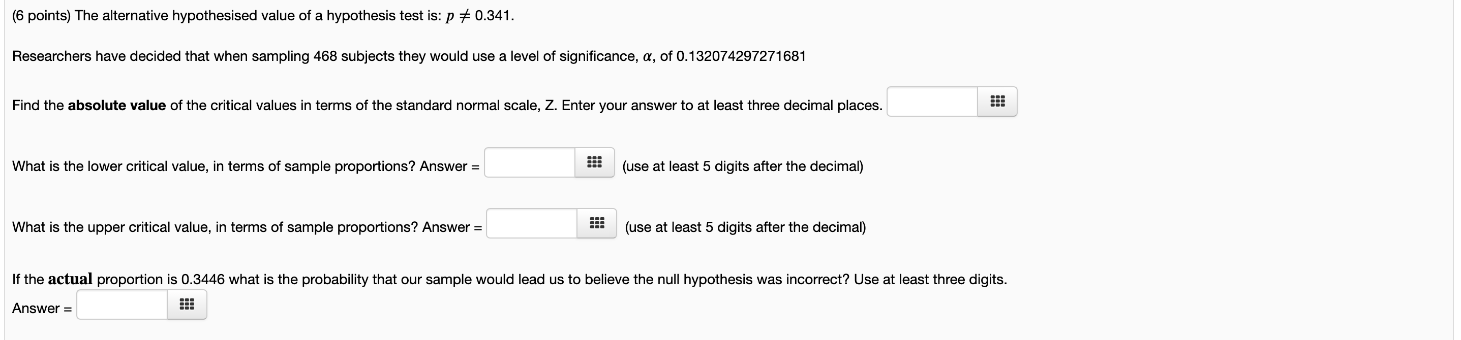 Solved (6 points) The alternative hypothesised value of a | Chegg.com