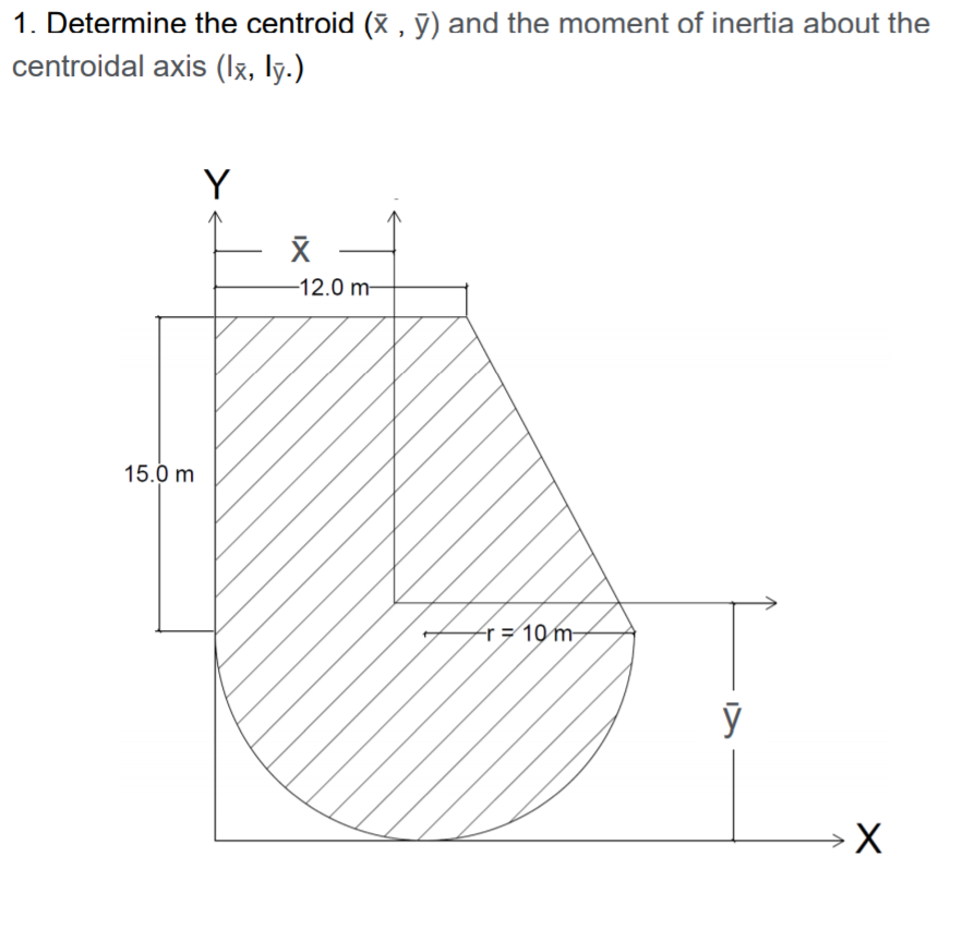 Solved 1. Determine the centroid (x, ) and the moment of | Chegg.com
