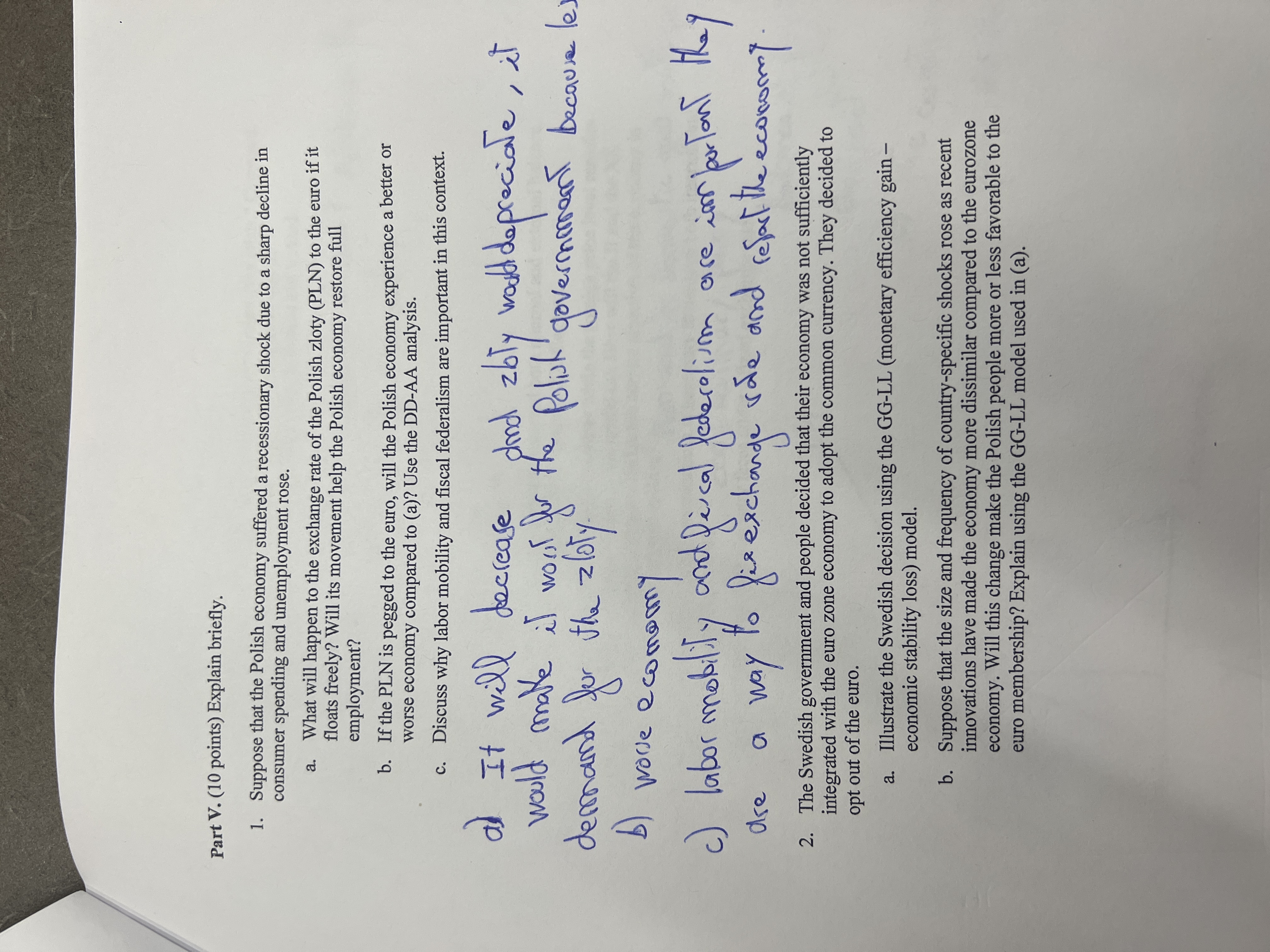 Solved Part V. (10 ﻿points) ﻿Explain briefly.Suppose that | Chegg.com