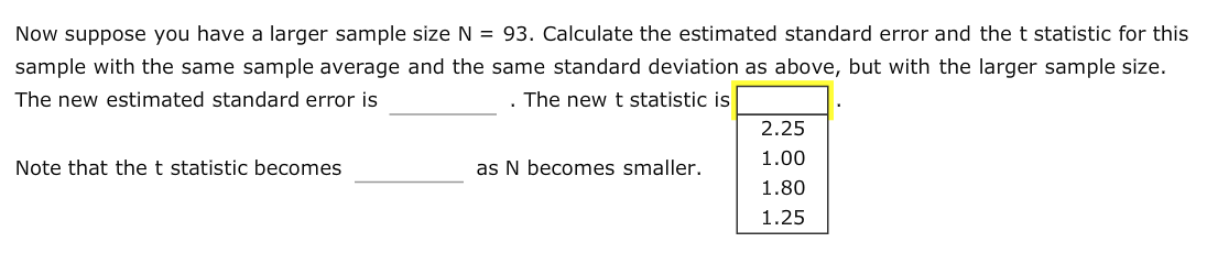Solved 5. The t statistic, the t distribution, and sample | Chegg.com