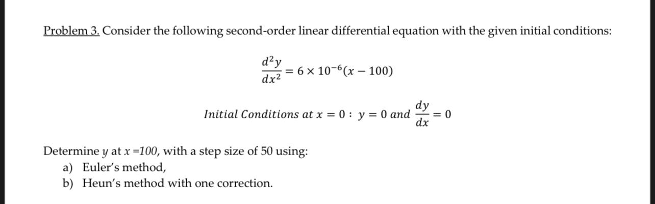 Solved Problem 3 Consider The Following Second Order Linear