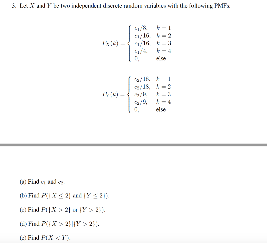 Solved 3. Let X and Y be two independent discrete random | Chegg.com