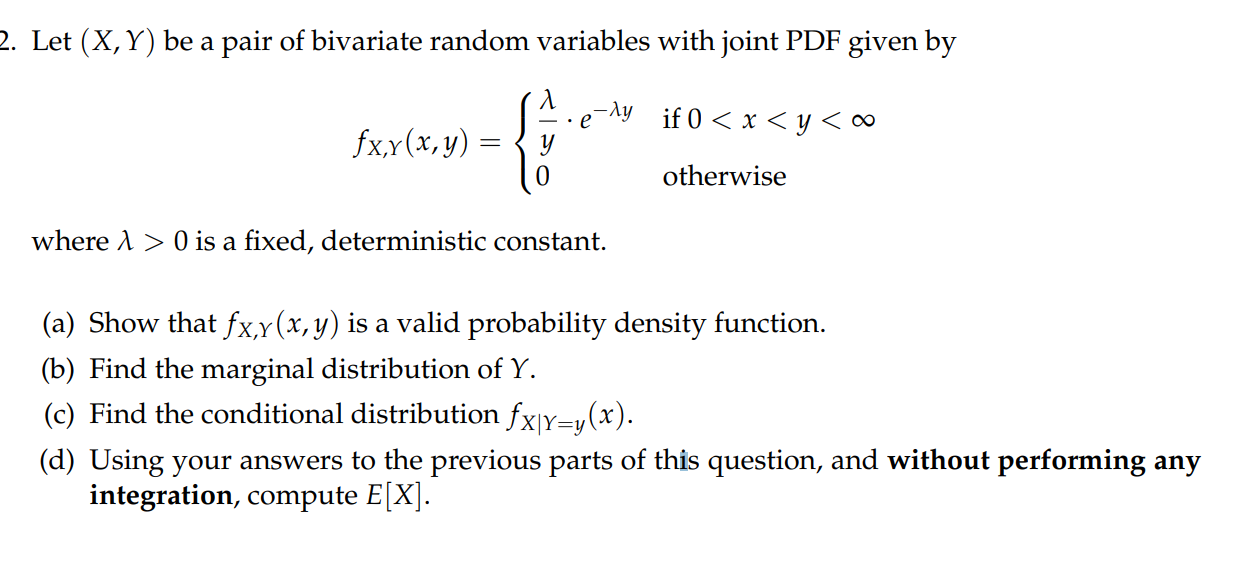 Solved Let (X,Y) be a pair of bivariate random variables | Chegg.com