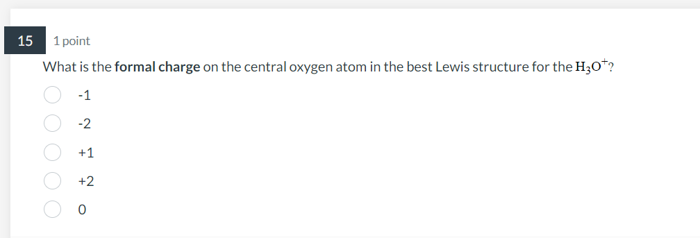 Solved What is the formal charge on the central oxygen atom | Chegg.com