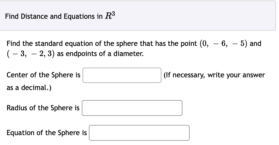 Solved Find Distance and Equations in R³ Find the standard | Chegg.com