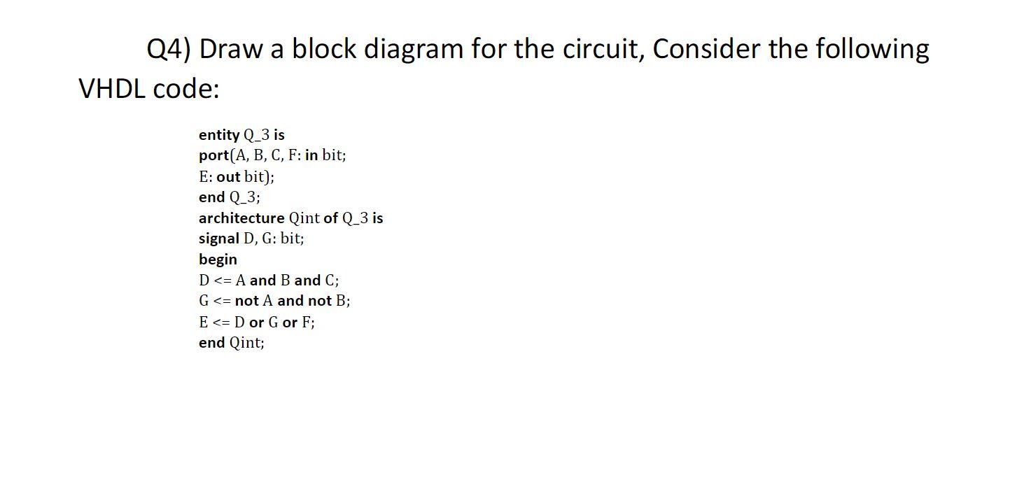 Solved Q4) Draw a block diagram for the circuit, Consider | Chegg.com