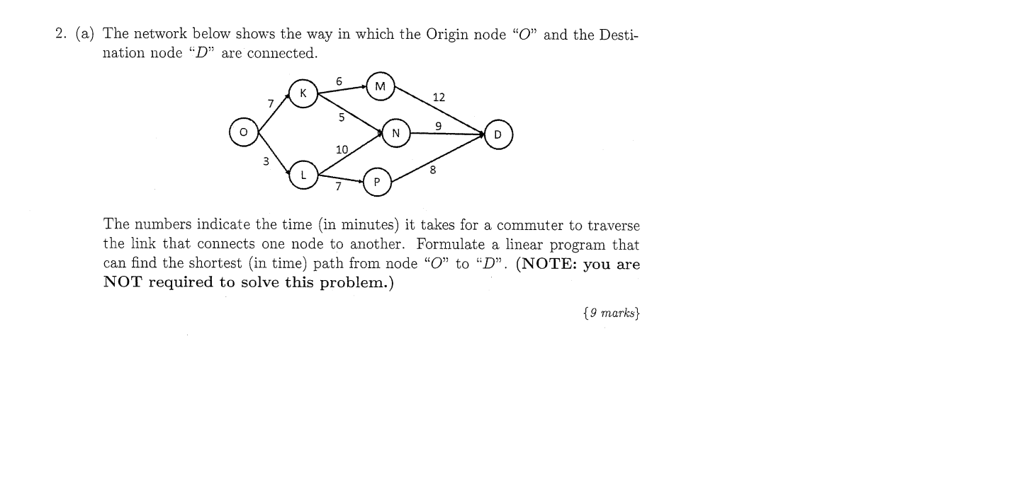 2. (a) The network below shows the way in which the | Chegg.com