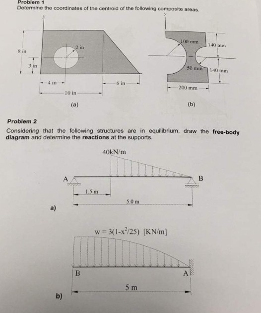 Solved Problem 1 Determine the coordinates of the centroid | Chegg.com