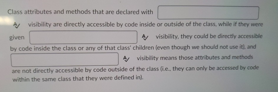 Solved Class attributes and methods that are declared with | Chegg.com