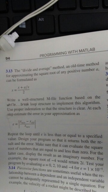 Solved Alt PROGRAMMING WITH MATLAB 94 3.13 The "divide and | Chegg.com