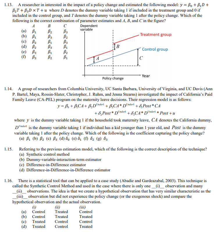 1.13. A researcher in interested in the impact of a | Chegg.com