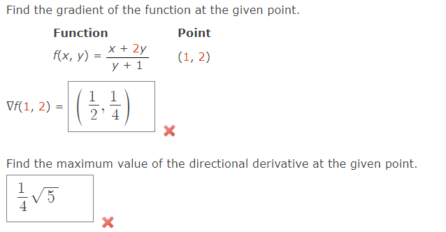 Solved Find the gradient of the function at the given point. | Chegg.com