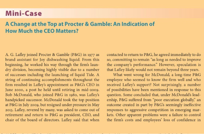 Solved Mini-Case A Change at the Top at Procter & Gamble: An | Chegg.com